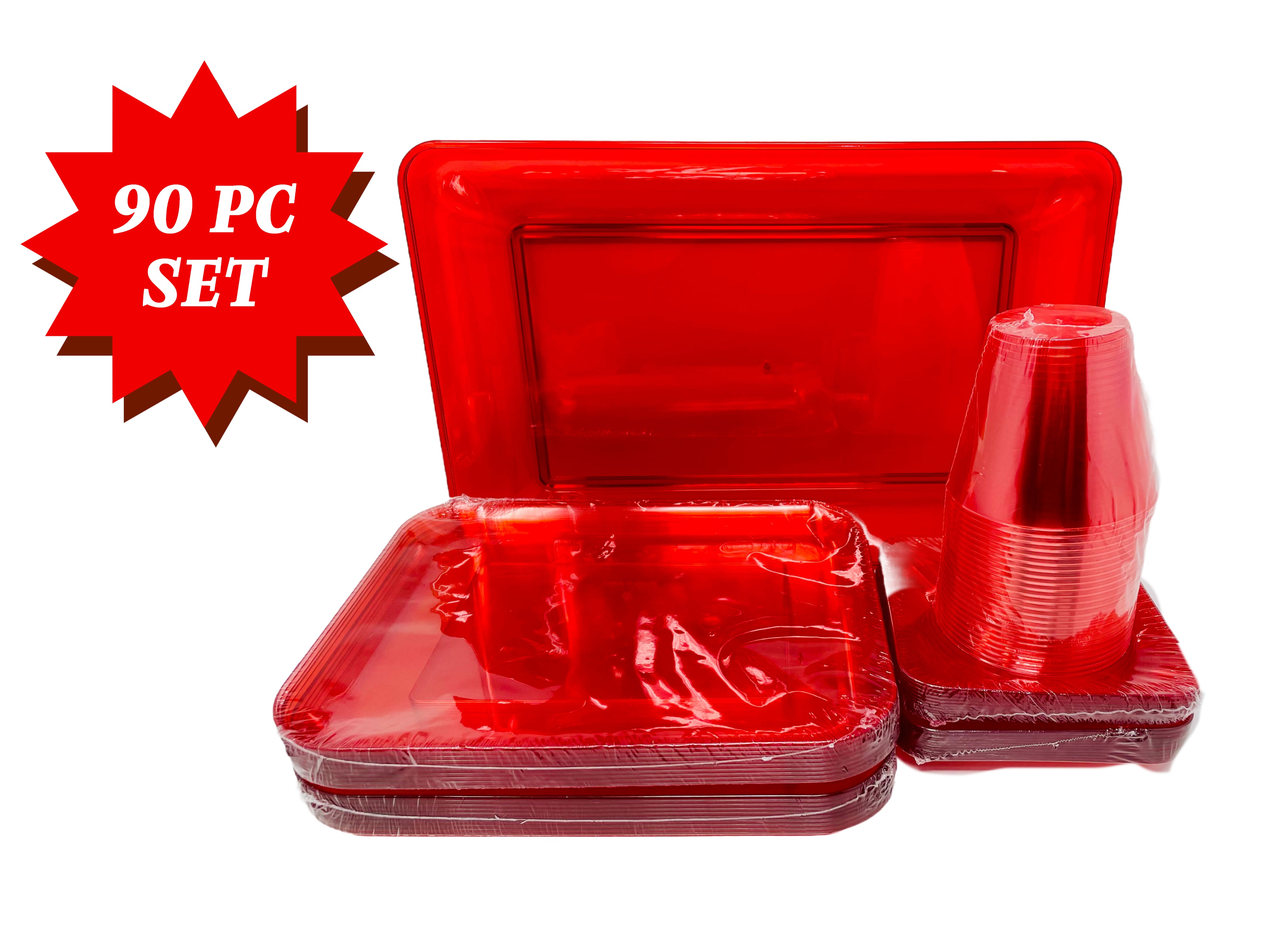 Red Holiday Partyware Set - Serves up to 20 - 90 Pcs – Cheepncheerful
