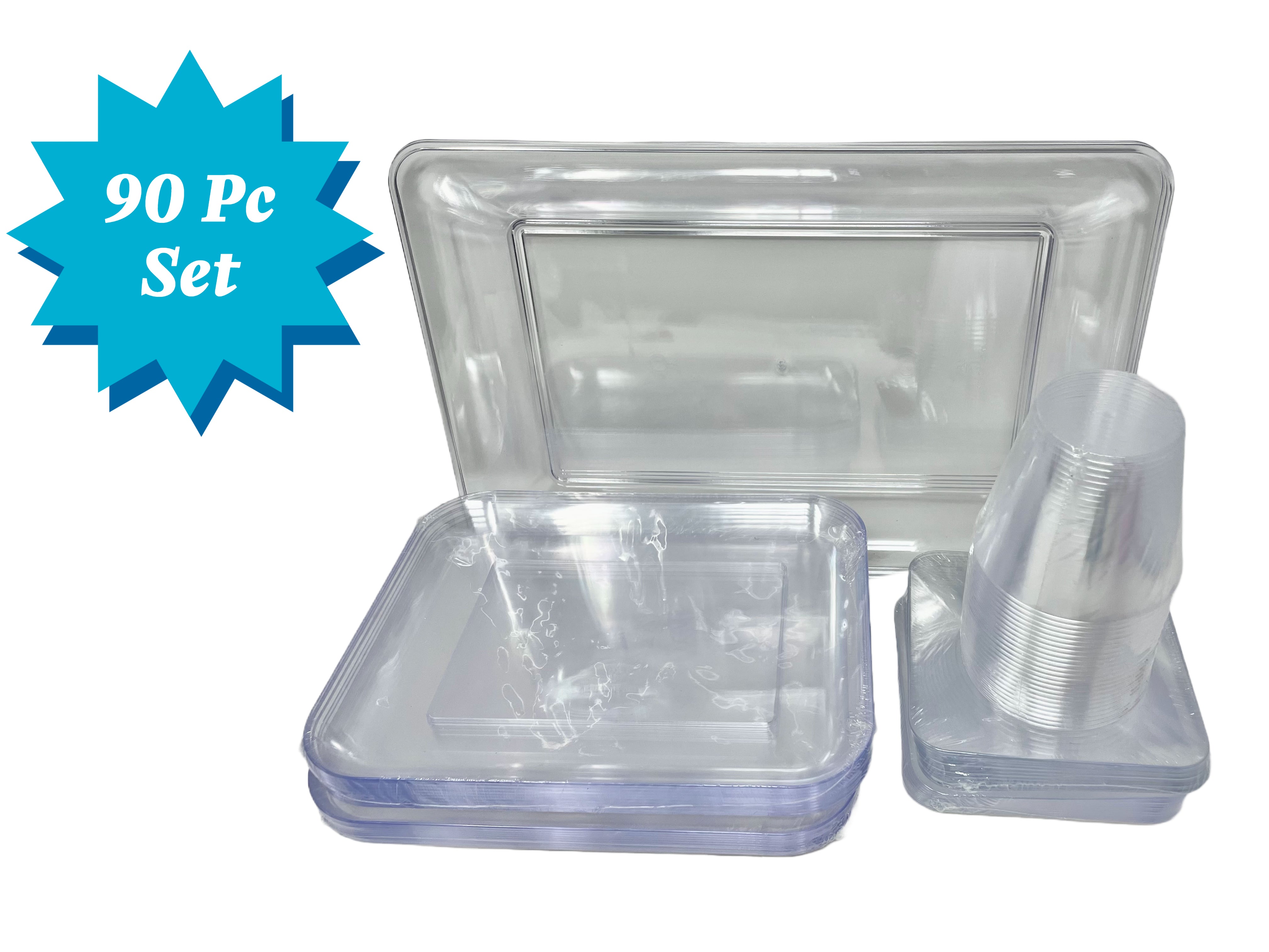 Clear Holiday Partyware Set - Serves Up To 20 - 90 Pc Set – Cheepncheerful